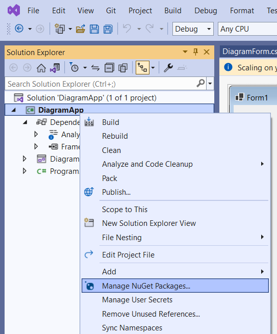 Add Nuget Package | WinForms Diagram Control | Documentation